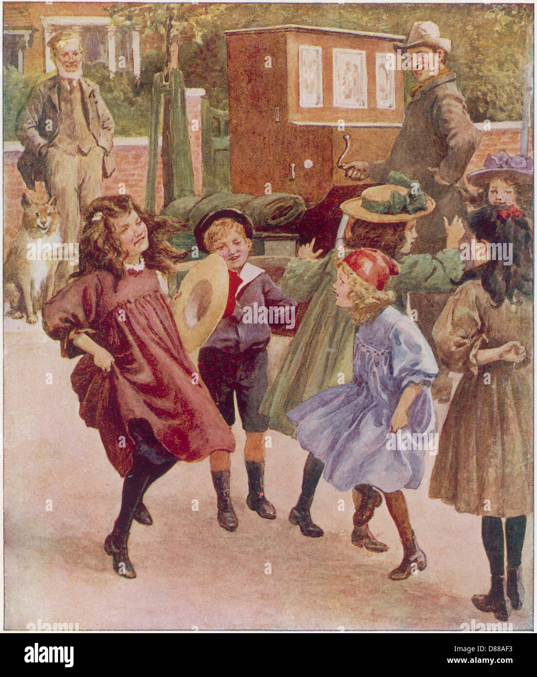 Dancing to Piano-Organ Stock Photo - Alamy