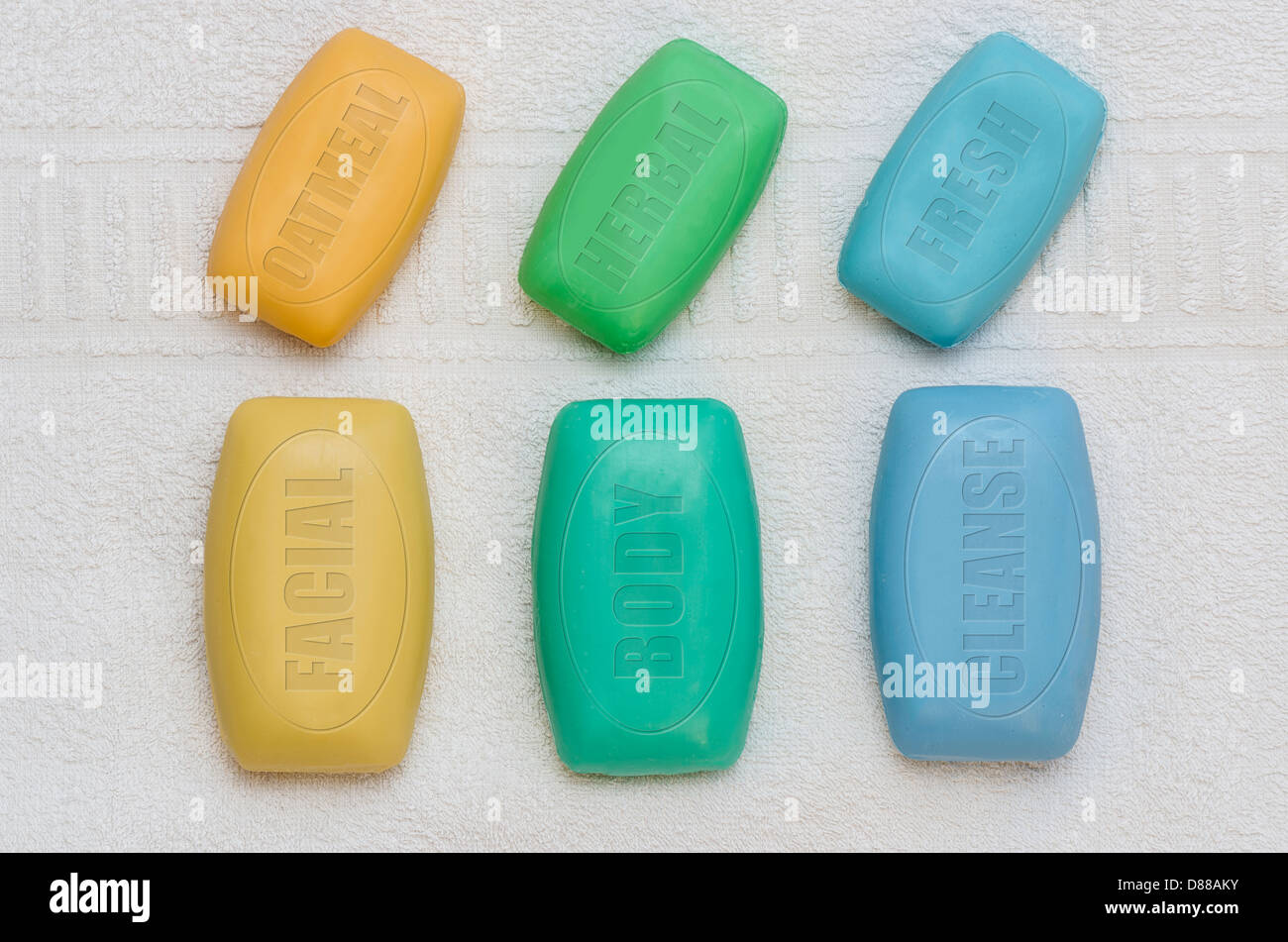 Bathing Set 04-Labeled Soaps Stock Photo - Alamy