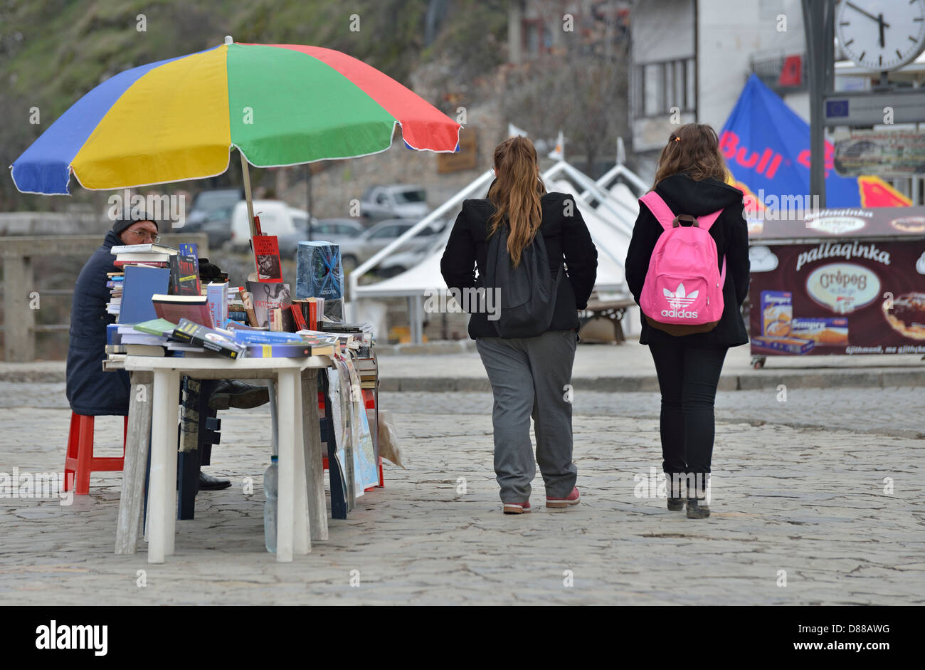 Book stall in the bazaar, Prizren, Kosovo Stock Photo - Alamy