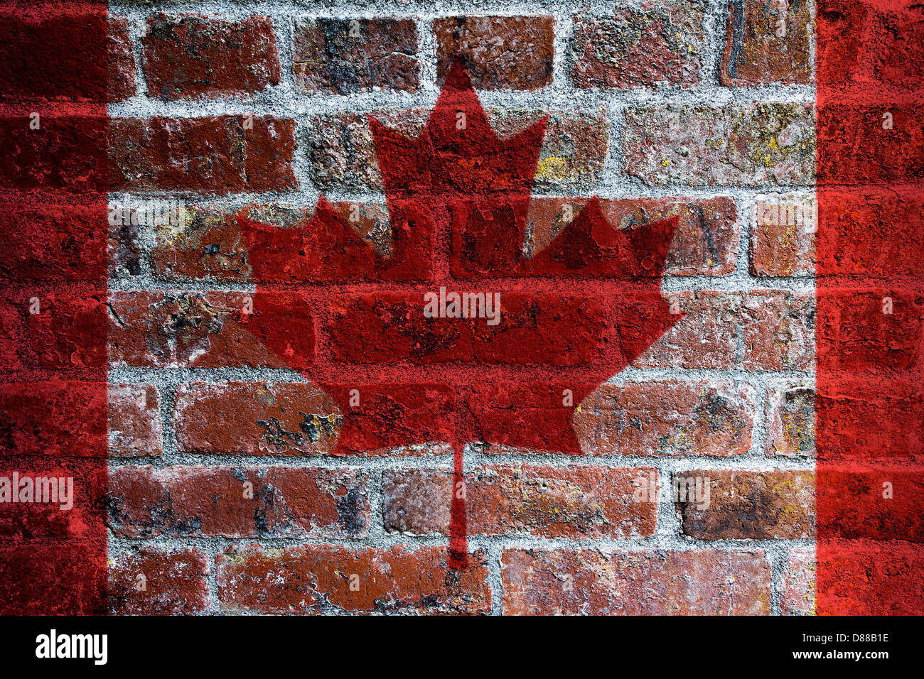 Canadian Flag on Textured Grunge Brick Background Stock Photo - Alamy