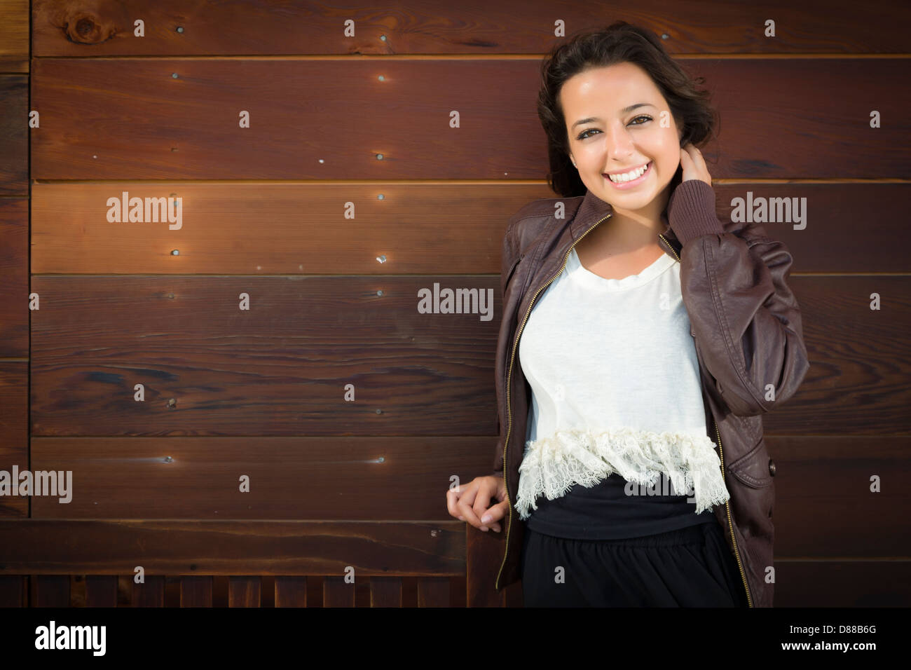 Portrait of a Pretty Mixed Race Young Adult Woman Against a Lustrous ...