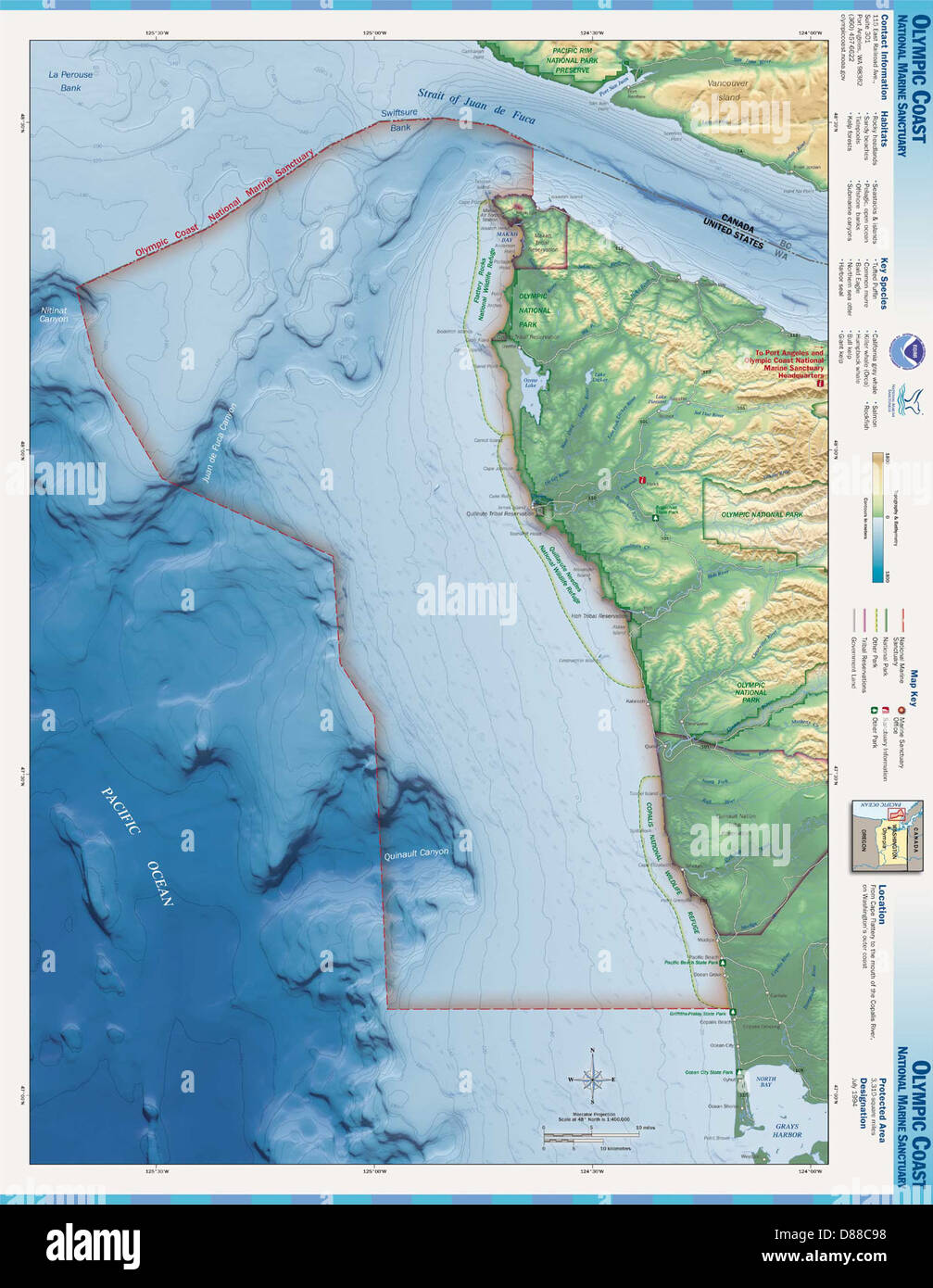 Olympic Coast NMS map Stock Photo - Alamy