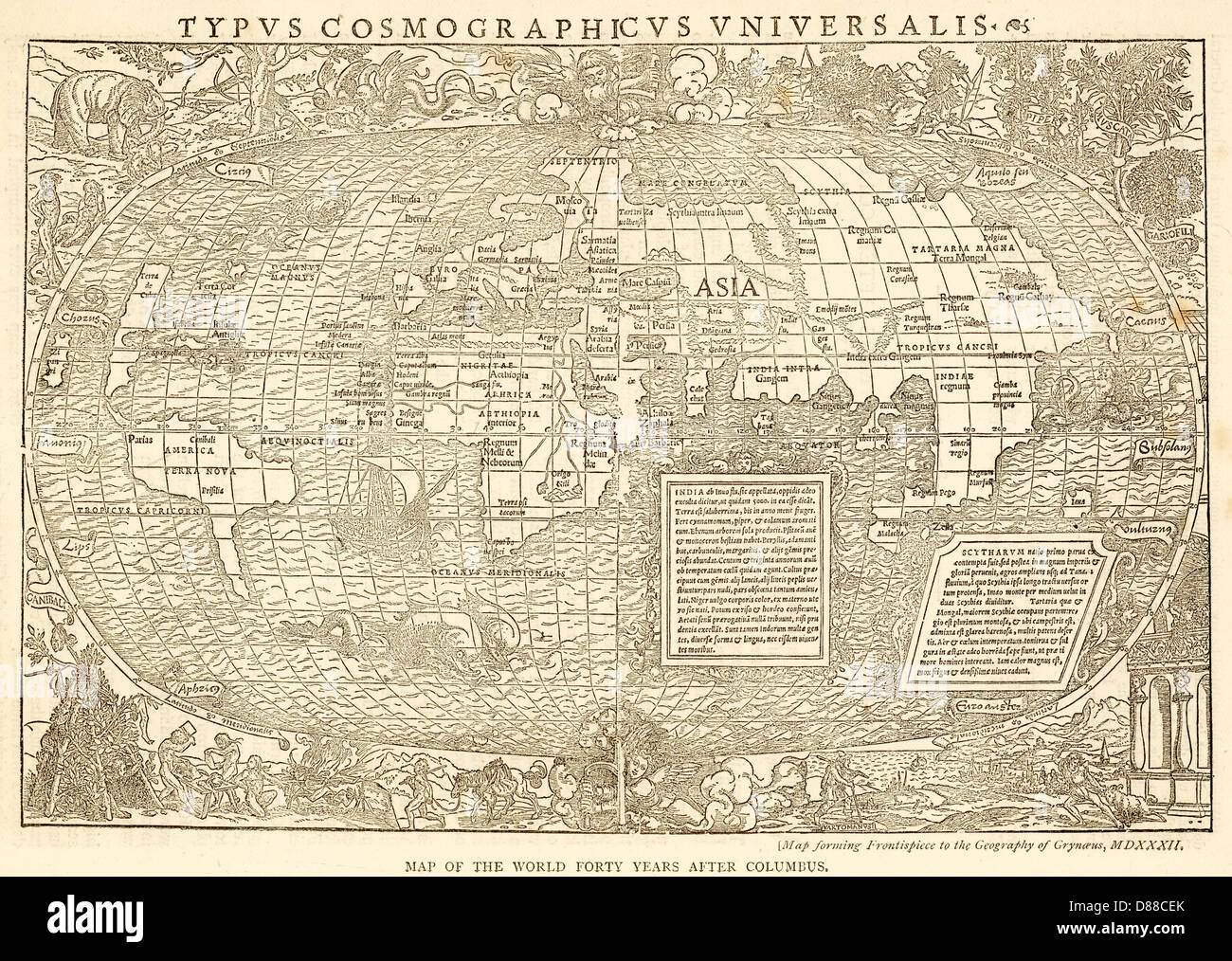WORLD MAP 1532 GRYNAEUS Stock Photo - Alamy