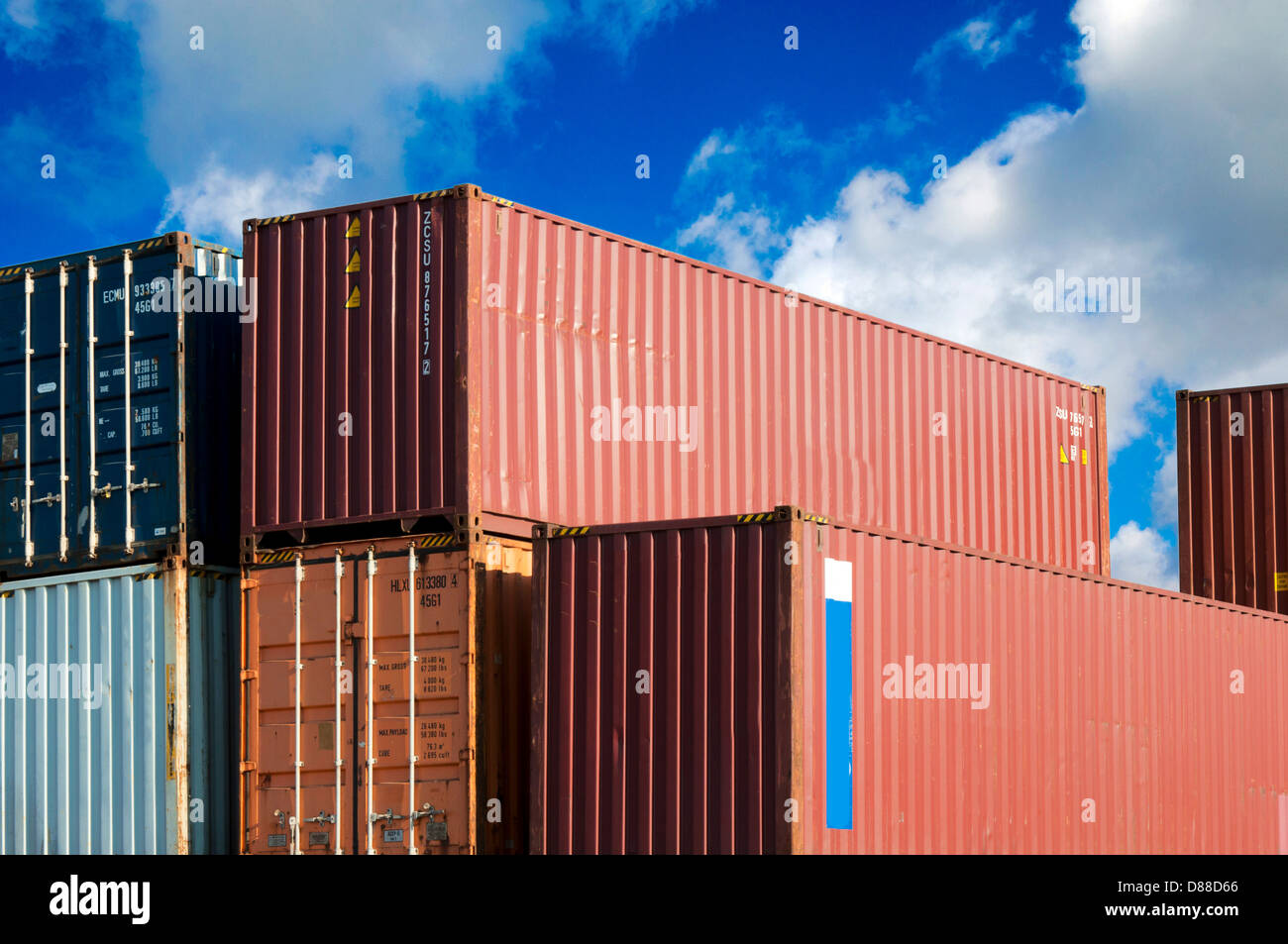 Transport ship containers over the blue sky Stock Photo - Alamy