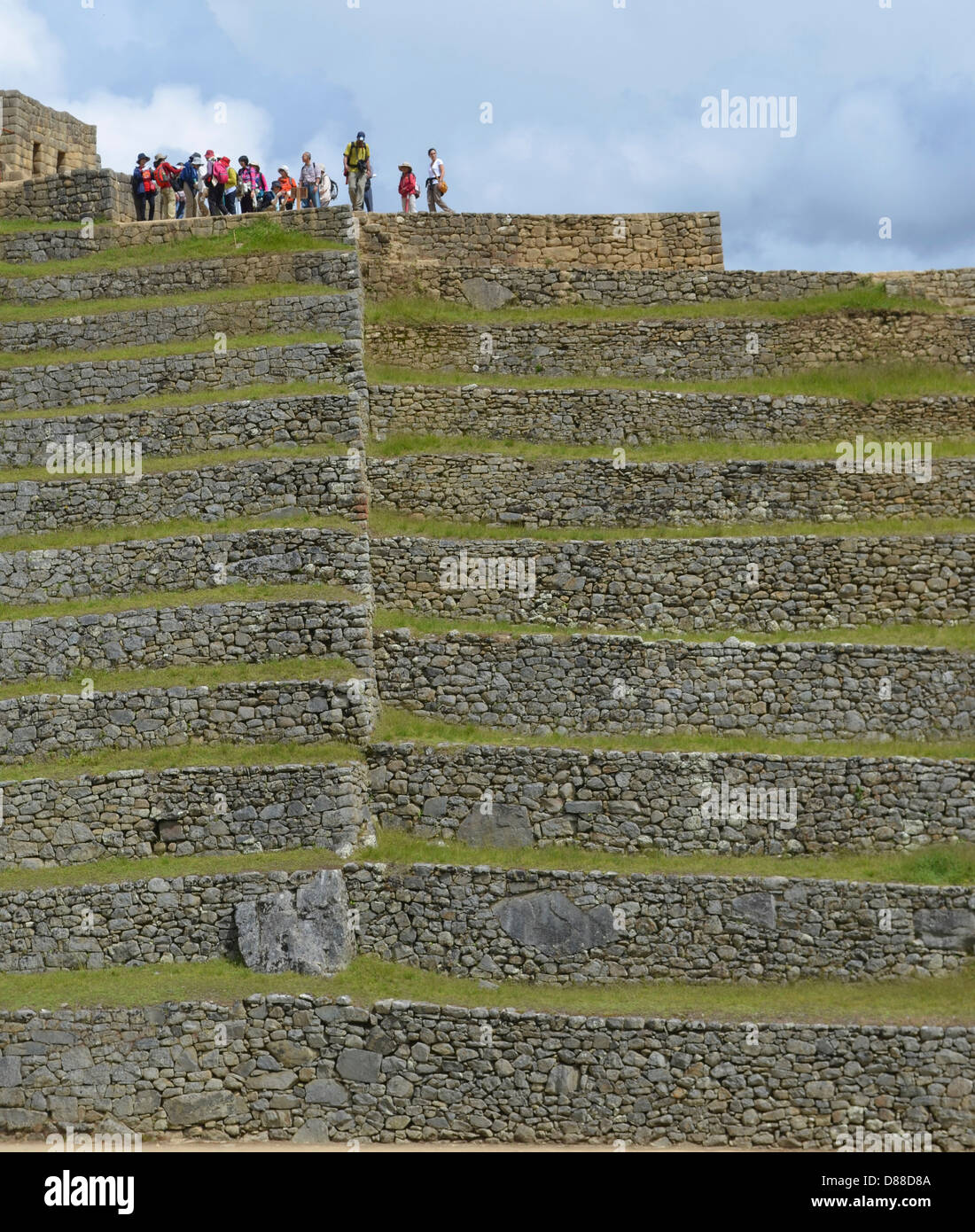 Inca Stone terracing at the Machu Picchu archaeological site. Cuzco ...