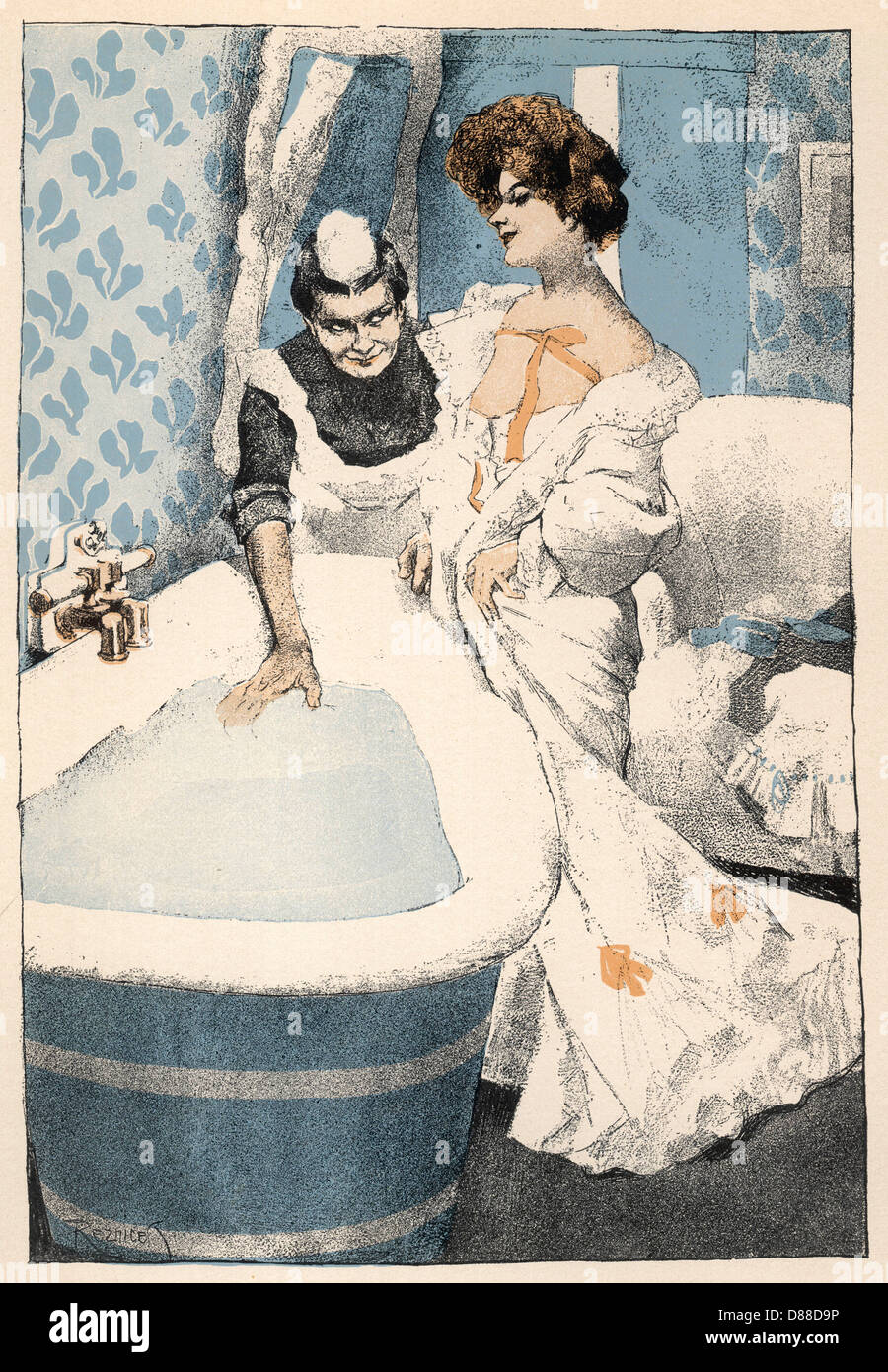 Bathing - Maid Runs Bath Stock Photo - Alamy