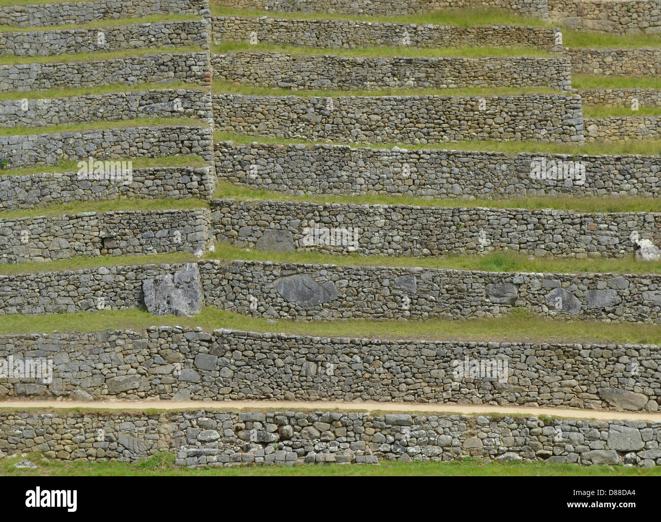 Inca stone terraces at Machu Picchu, Peru Stock Photo - Alamy