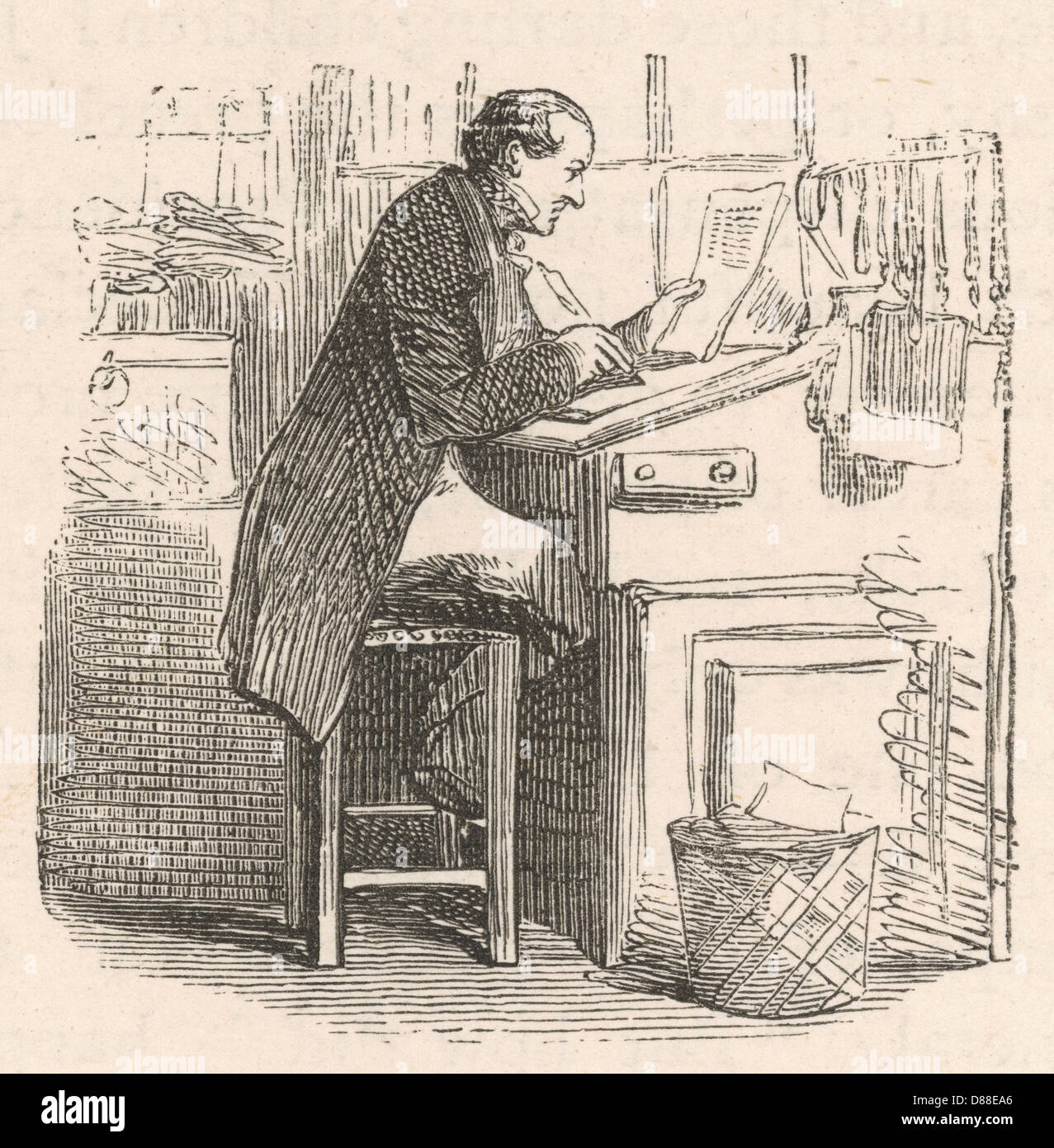 CLERK AT HIS DESK Stock Photo - Alamy