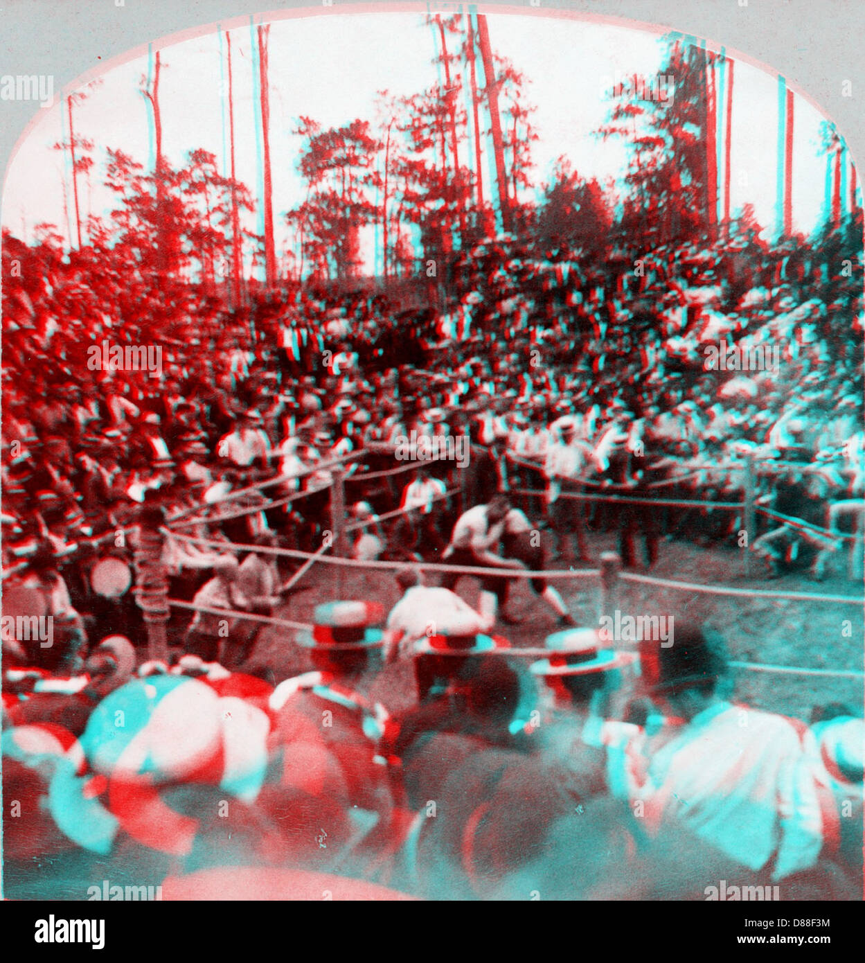 Sullivan - Kilrain stereocard 1 anaglyph Stock Photo - Alamy