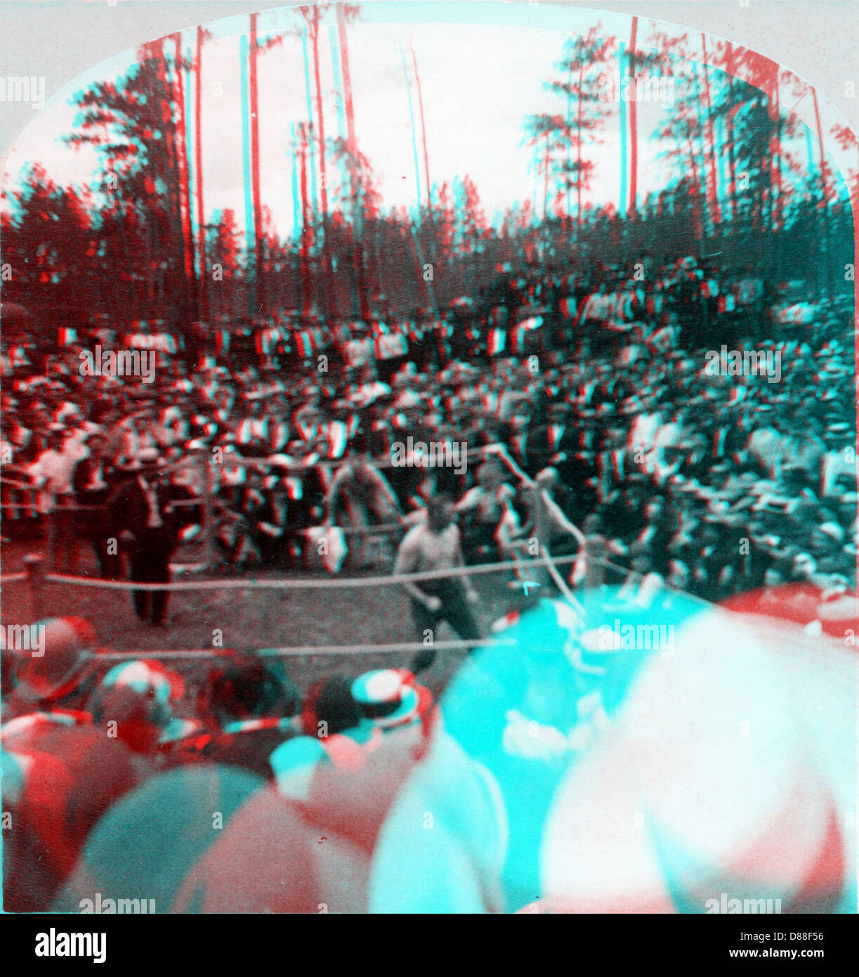 Sullivan - Kilrain stereocard 3 anaglyph Stock Photo - Alamy