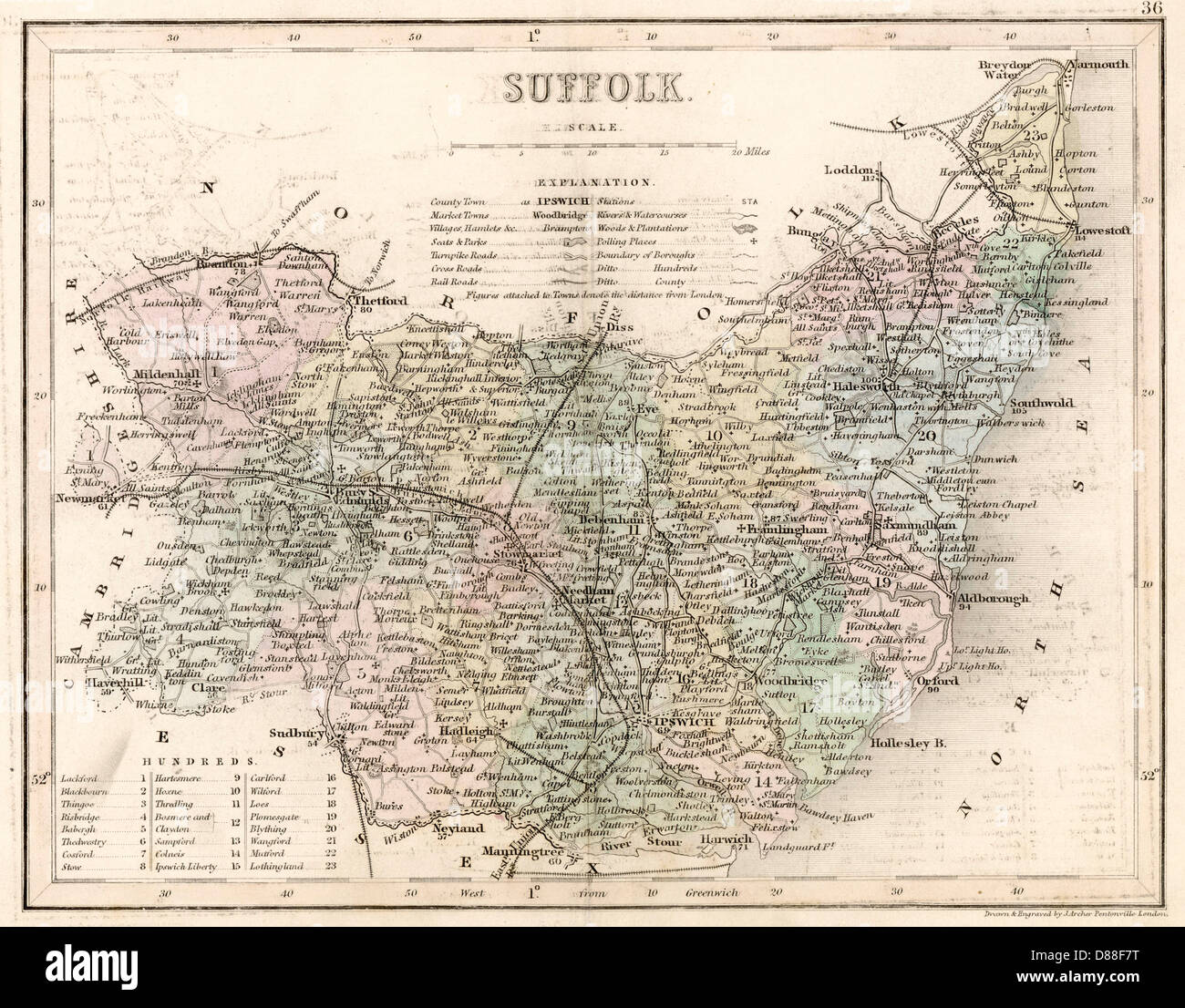 Map england suffolk hi-res stock photography and images - Alamy