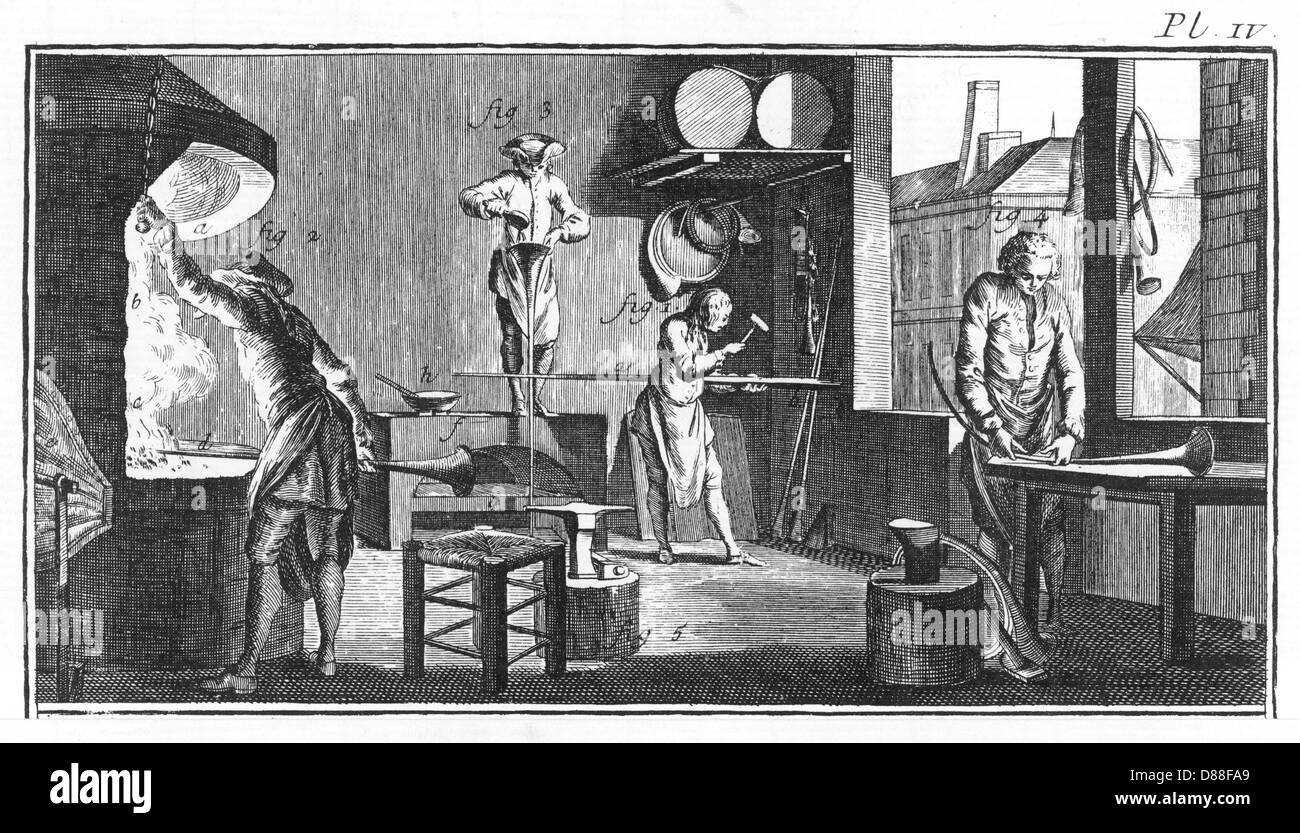 Diderot Horn Making Stock Photo - Alamy