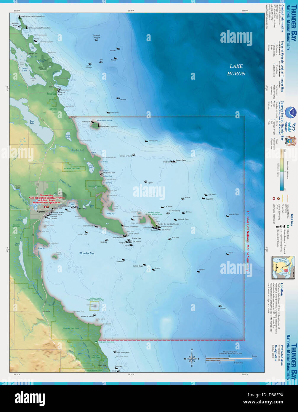 Thunder Bay NMS map Stock Photo - Alamy