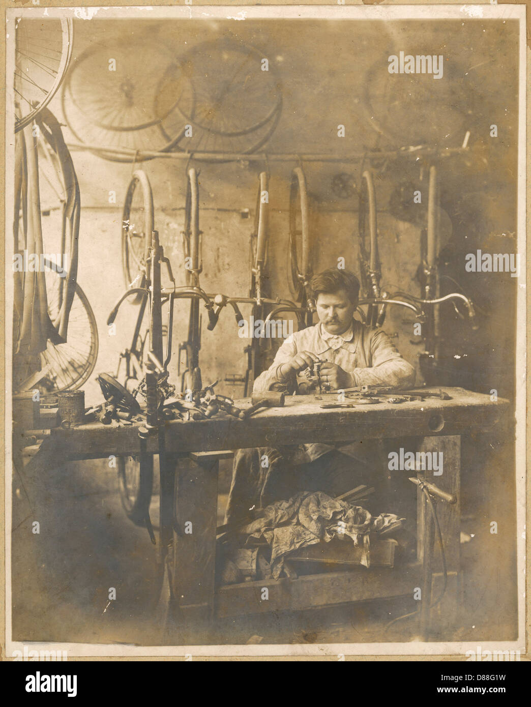 Cycle Repair - 1909 Stock Photo - Alamy