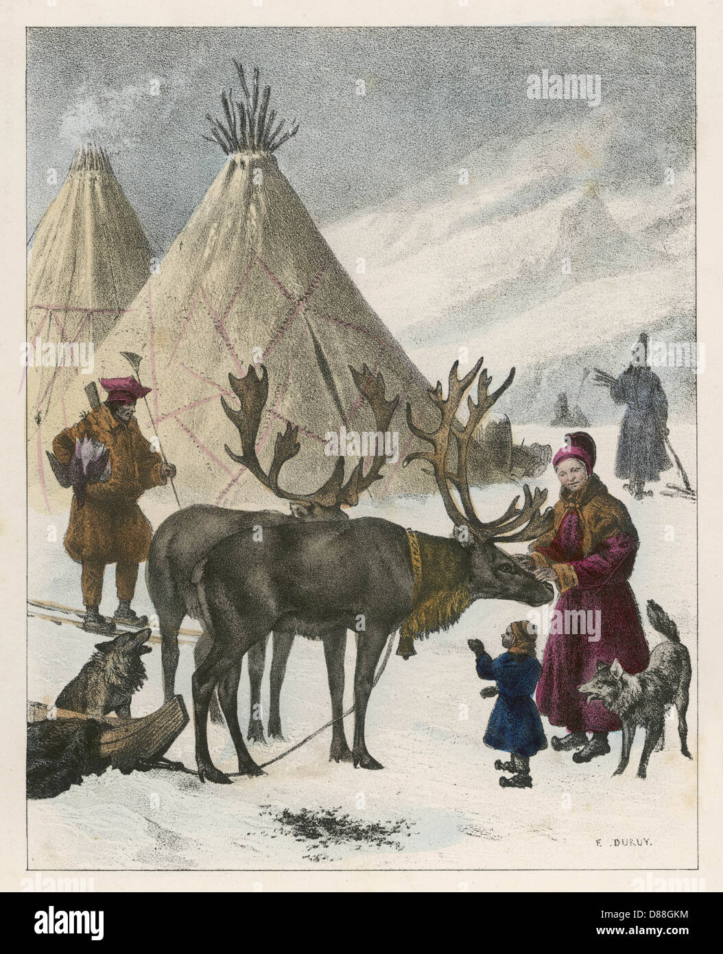 LAPPS AND REINDEER Stock Photo - Alamy