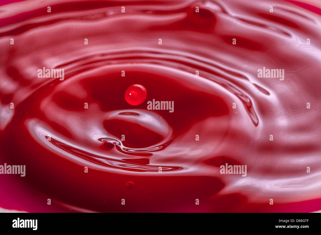 Abstract of Water Drops and droplets, Red Liquid , Copy Space, High ...