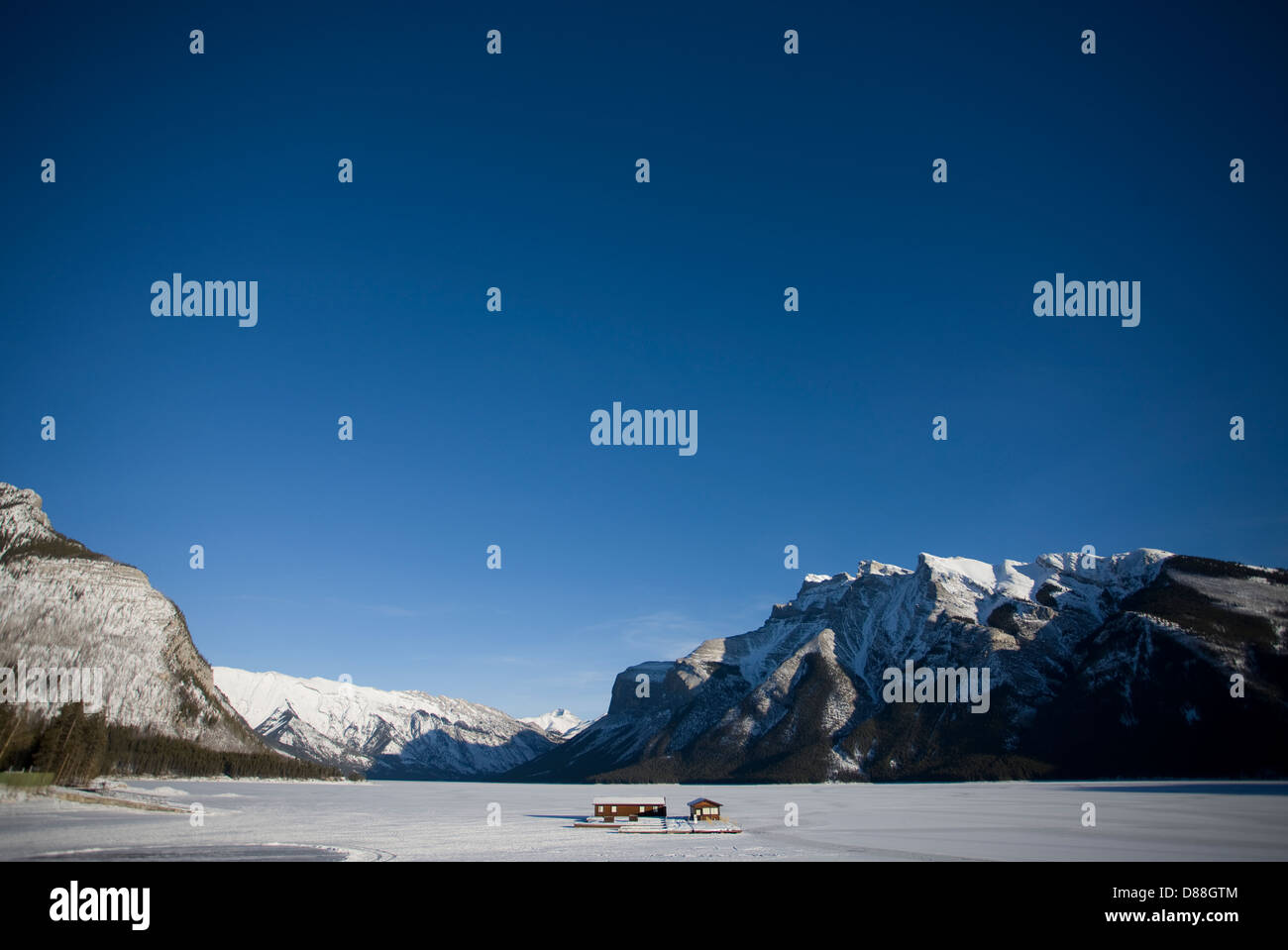 Lake Minnewanka in Winter near Banff Alberta Canada Stock Photo - Alamy