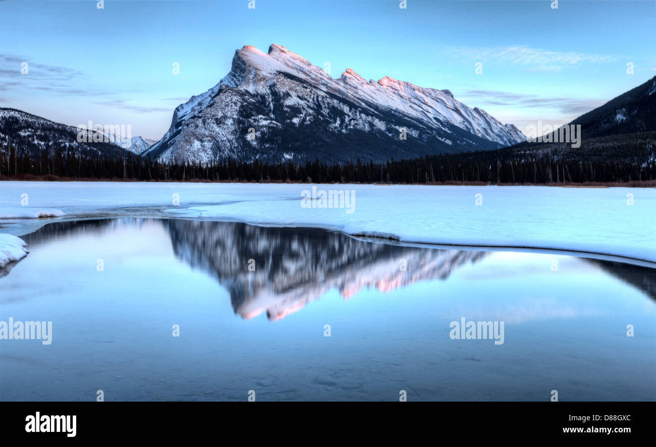 Mount Rundle and Vermillion Lake near Banff Alberta Canada Stock Photo ...