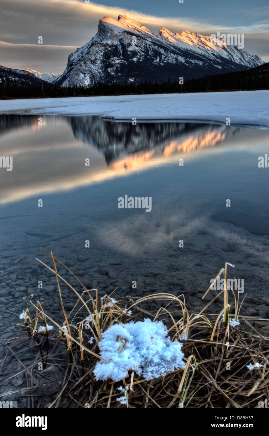 Mount Rundle and Vermillion Lake near Banff Alberta Canada Stock Photo ...