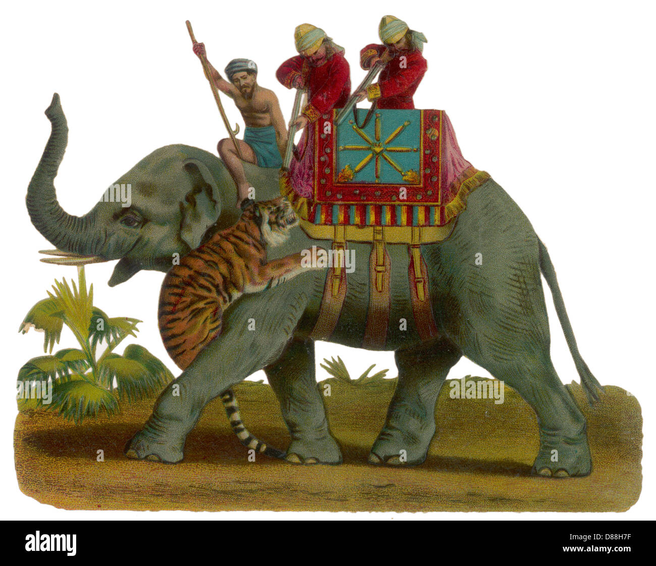 Tiger Attacking Man On Elephant