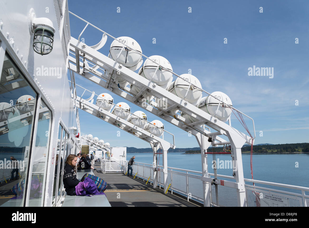 Life raft array, BC Ferry, British Columbia, Canada Stock Photo - Alamy