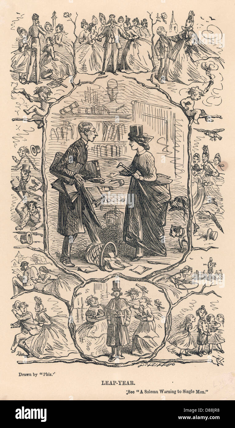 Leap Year - Phiz - 1864 Stock Photo - Alamy