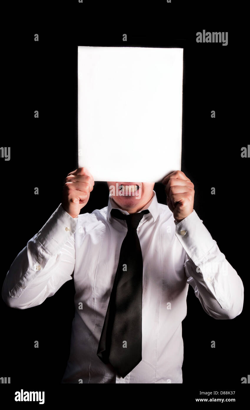 Man with blank space over his head. Shoot in low key technique Stock ...