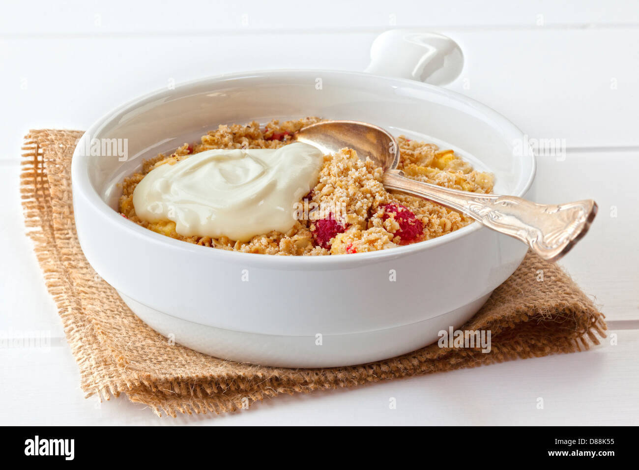 Apple and Raspberry Crumble - an individual serving of apple and ...