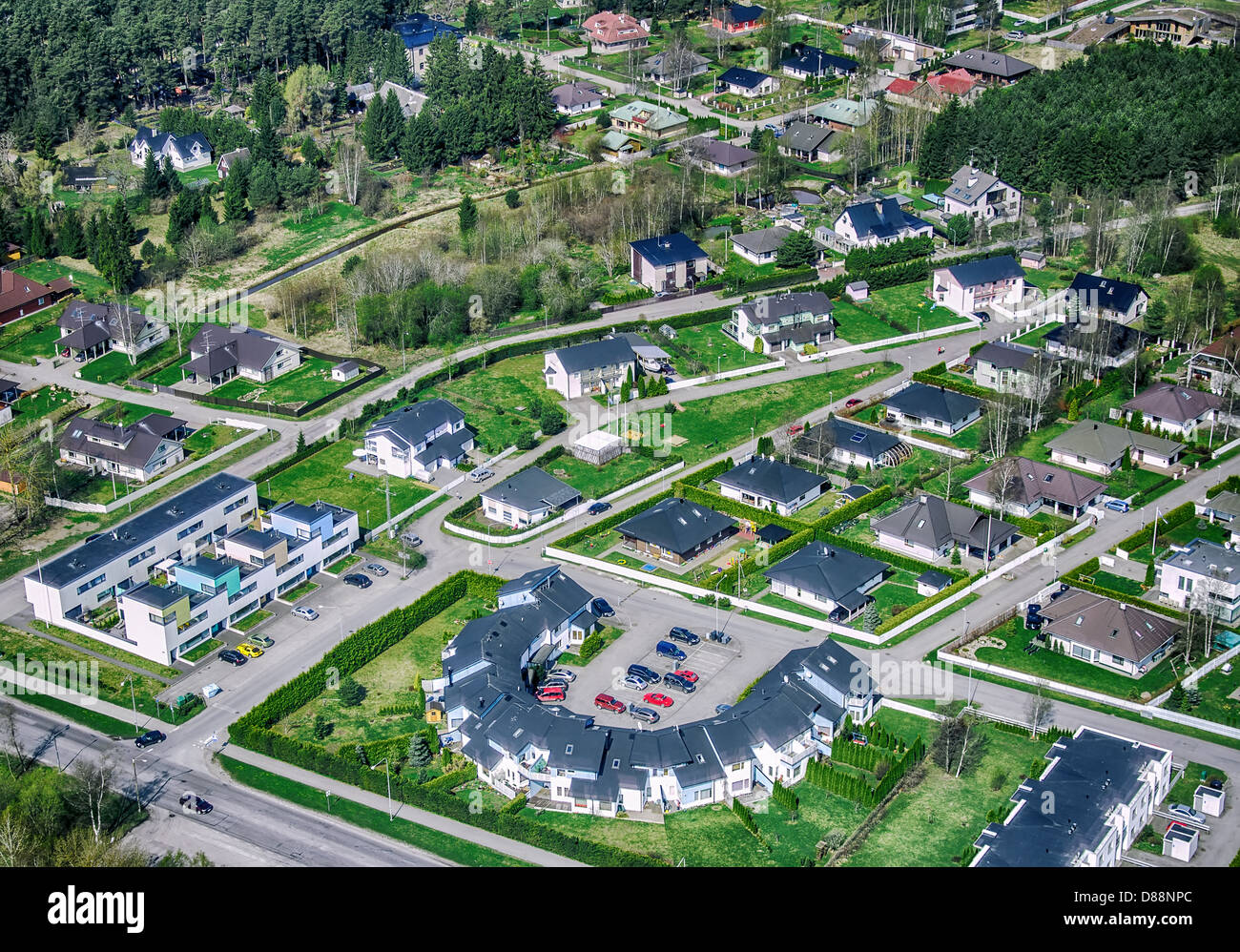 Aerial view of city suburbs Stock Photo - Alamy