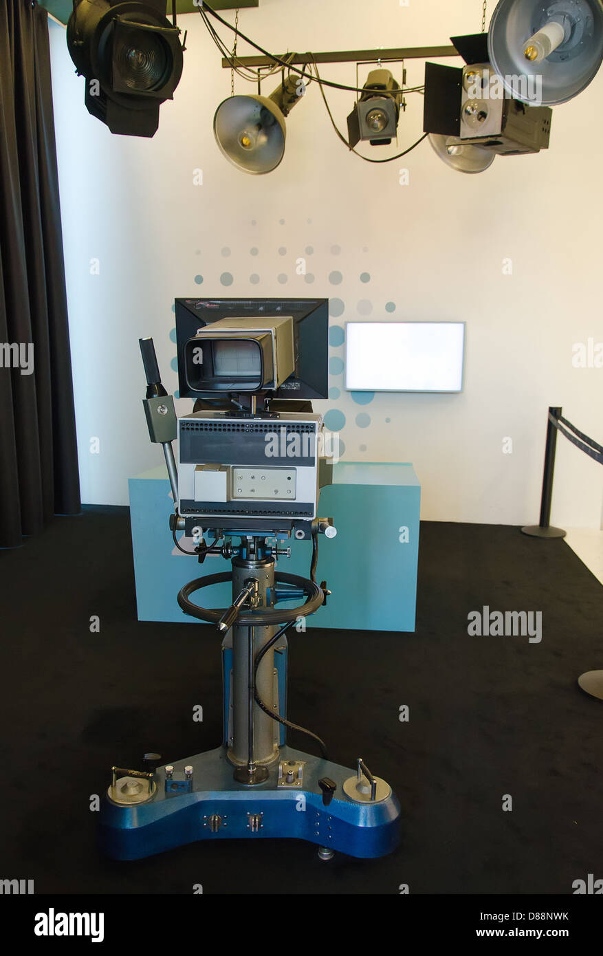 Retro television studio with camera and soffits Stock Photo - Alamy