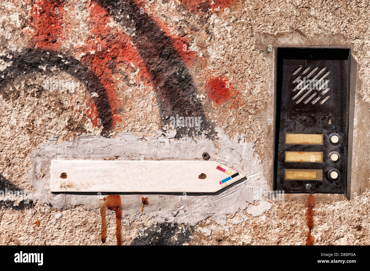 Old intercom on destroyed wall Stock Photo - Alamy