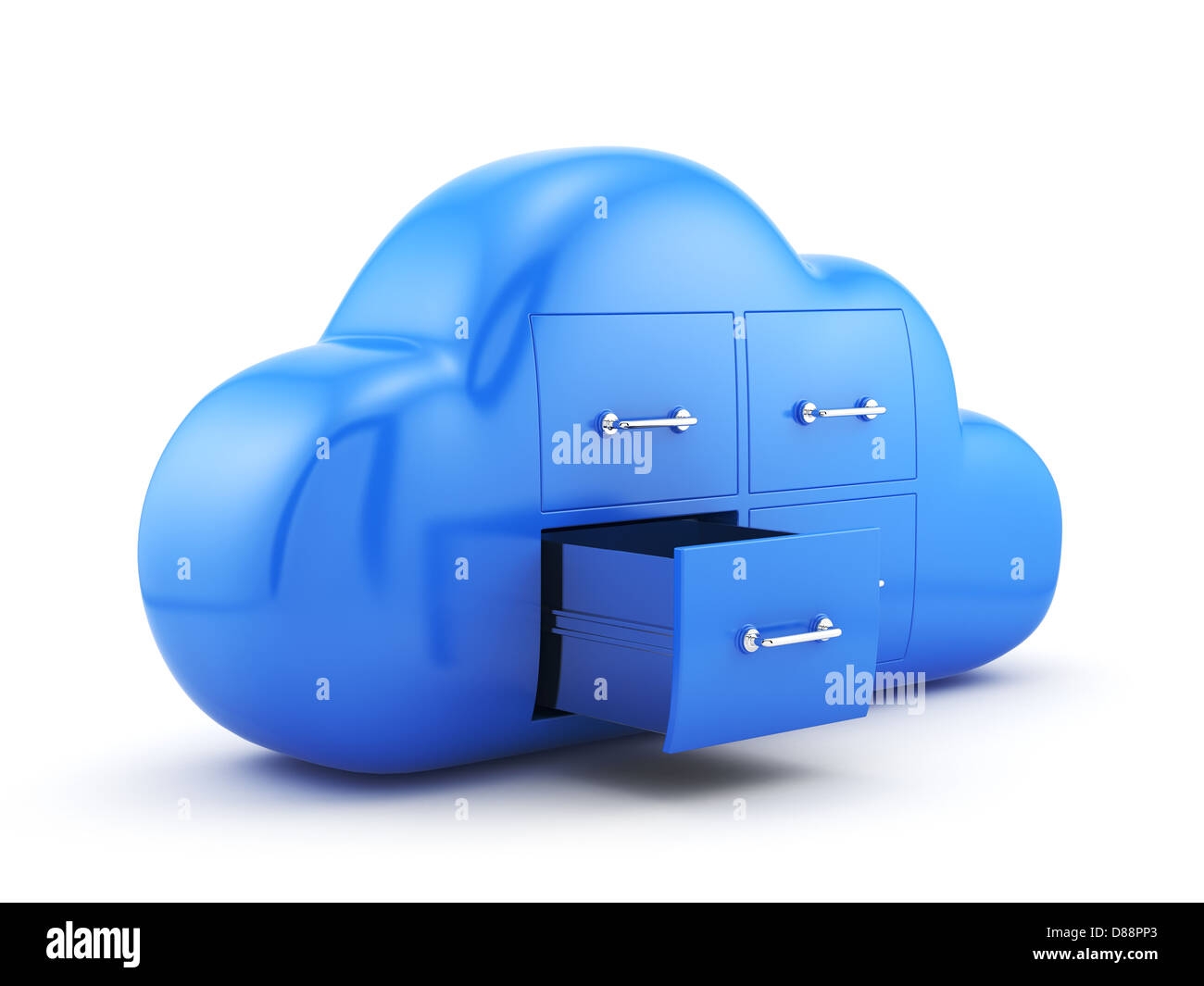 3d render of cloud storage concept. Isolated on white background Stock ...
