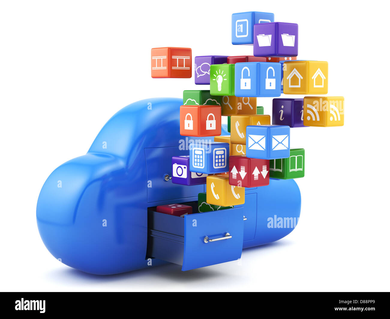 3d render of cloud storage concept. Isolated on white background Stock Photo - Alamy