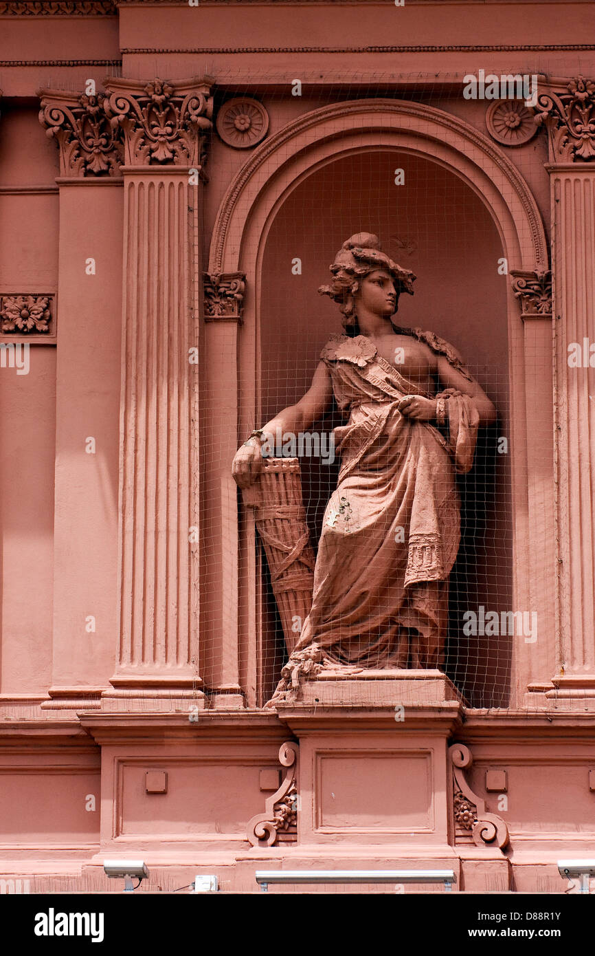 pink marble statue of a women in the monument casa rosada center buenos ...