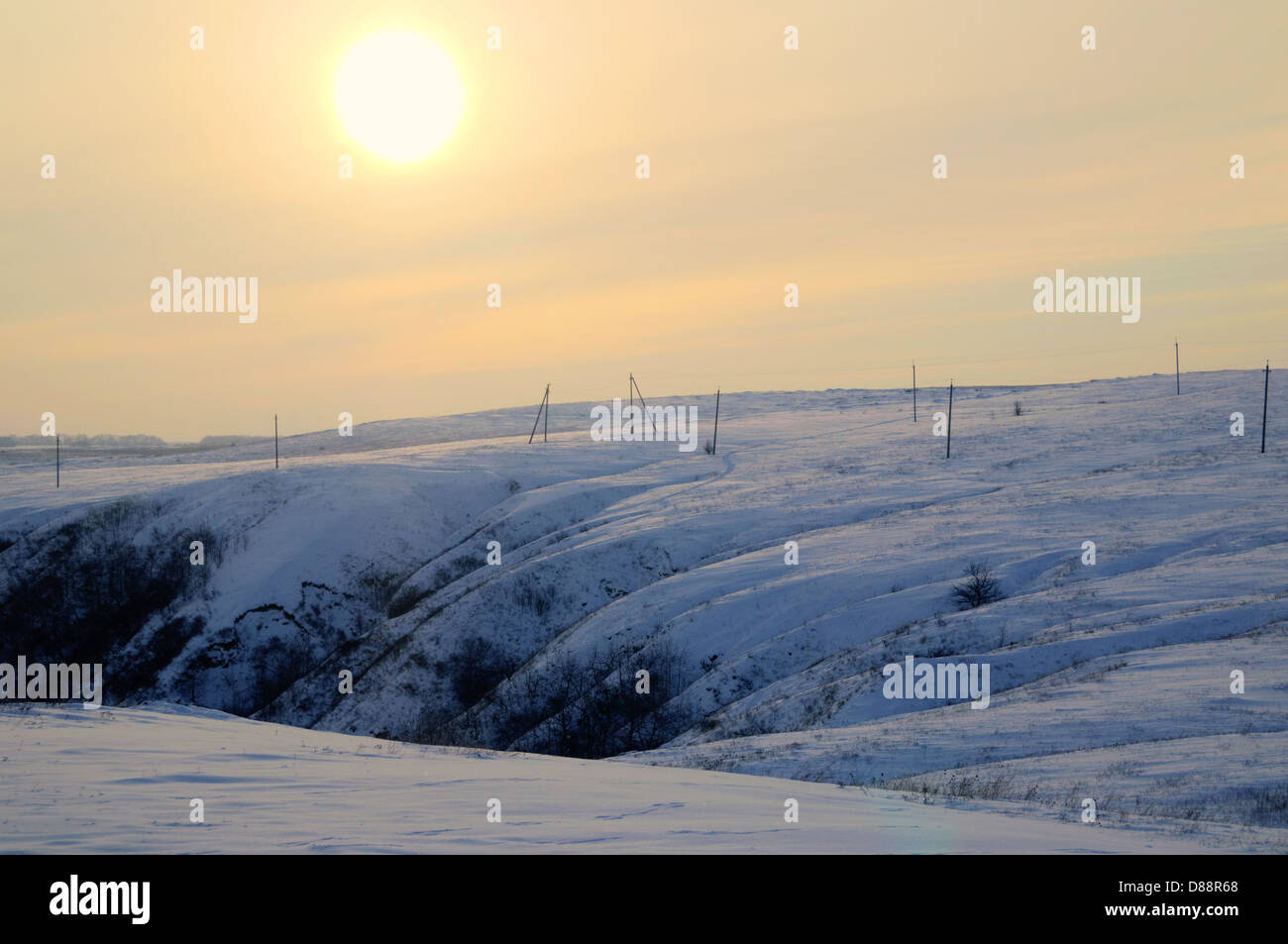 Ukrainian winter landscape with snow and sun Stock Photo - Alamy