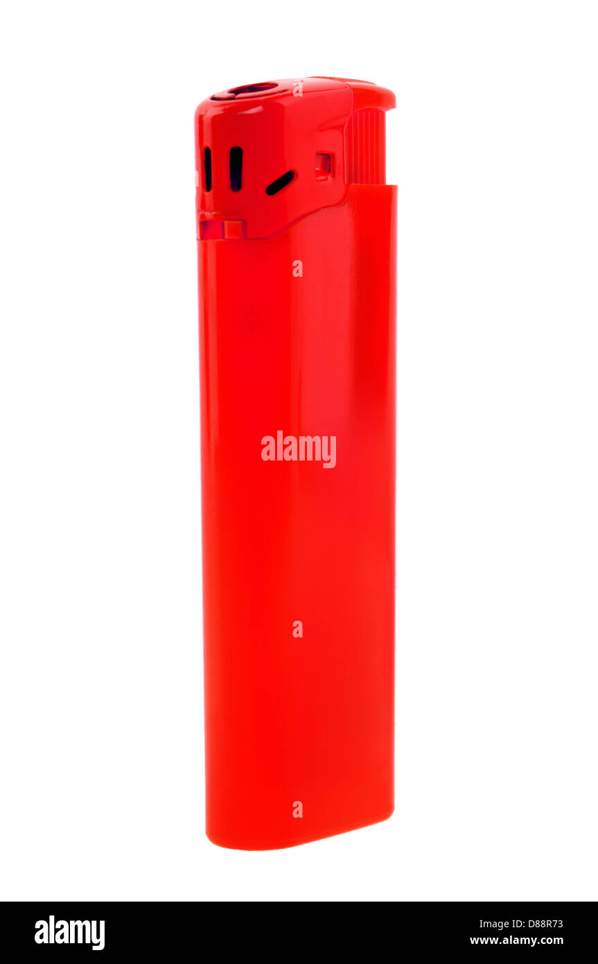 Isolated red plastic lighter against the white background Stock Photo ...