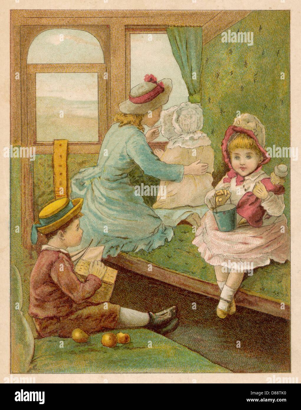 Children - Travelling - 1880 Stock Photo - Alamy
