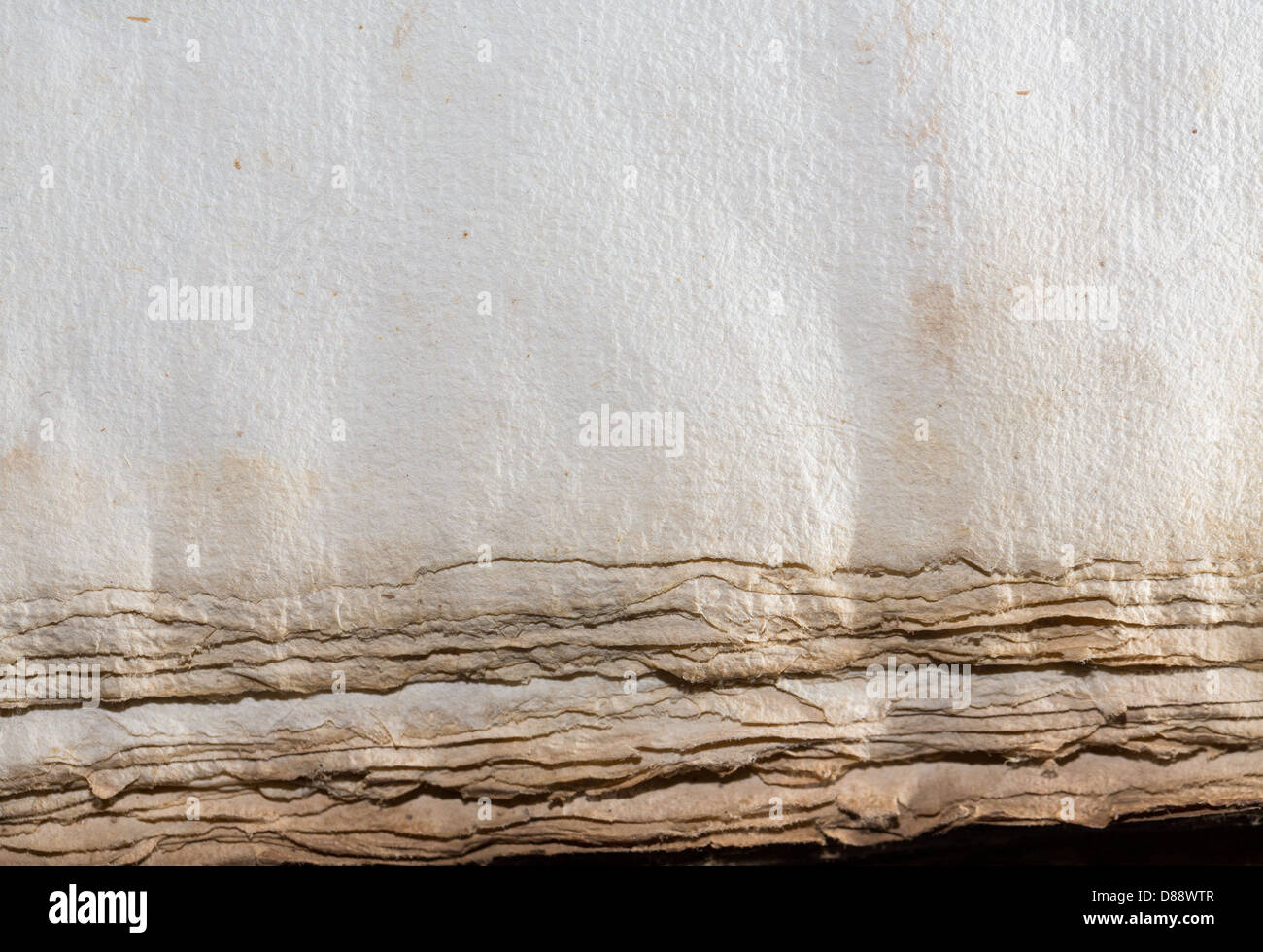 Closeup of open antique book, top view Stock Photo - Alamy