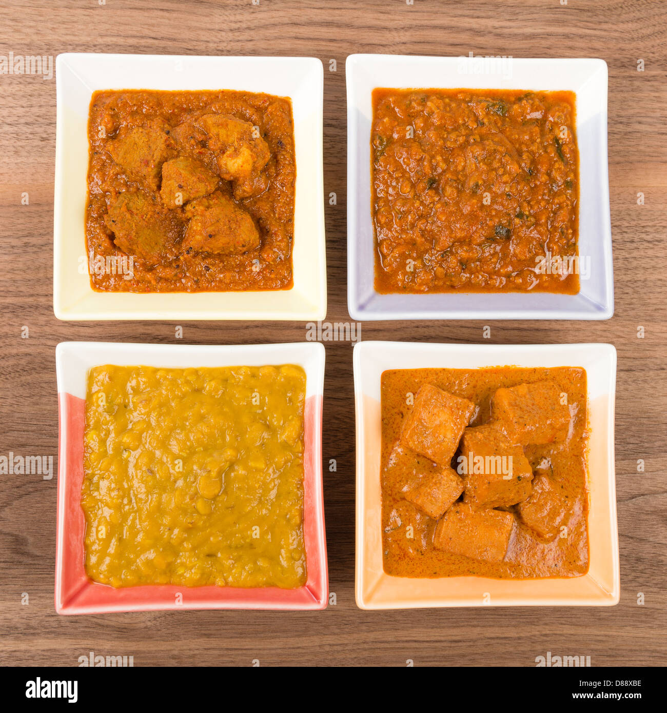 Thali - Indian meal set with vegetarian and meat curries, pilau rice ...