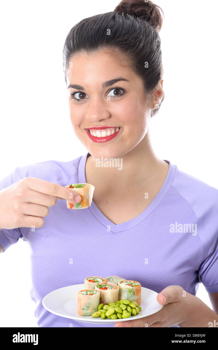 Woman eating salad tuna hi-res stock photography and images - Alamy