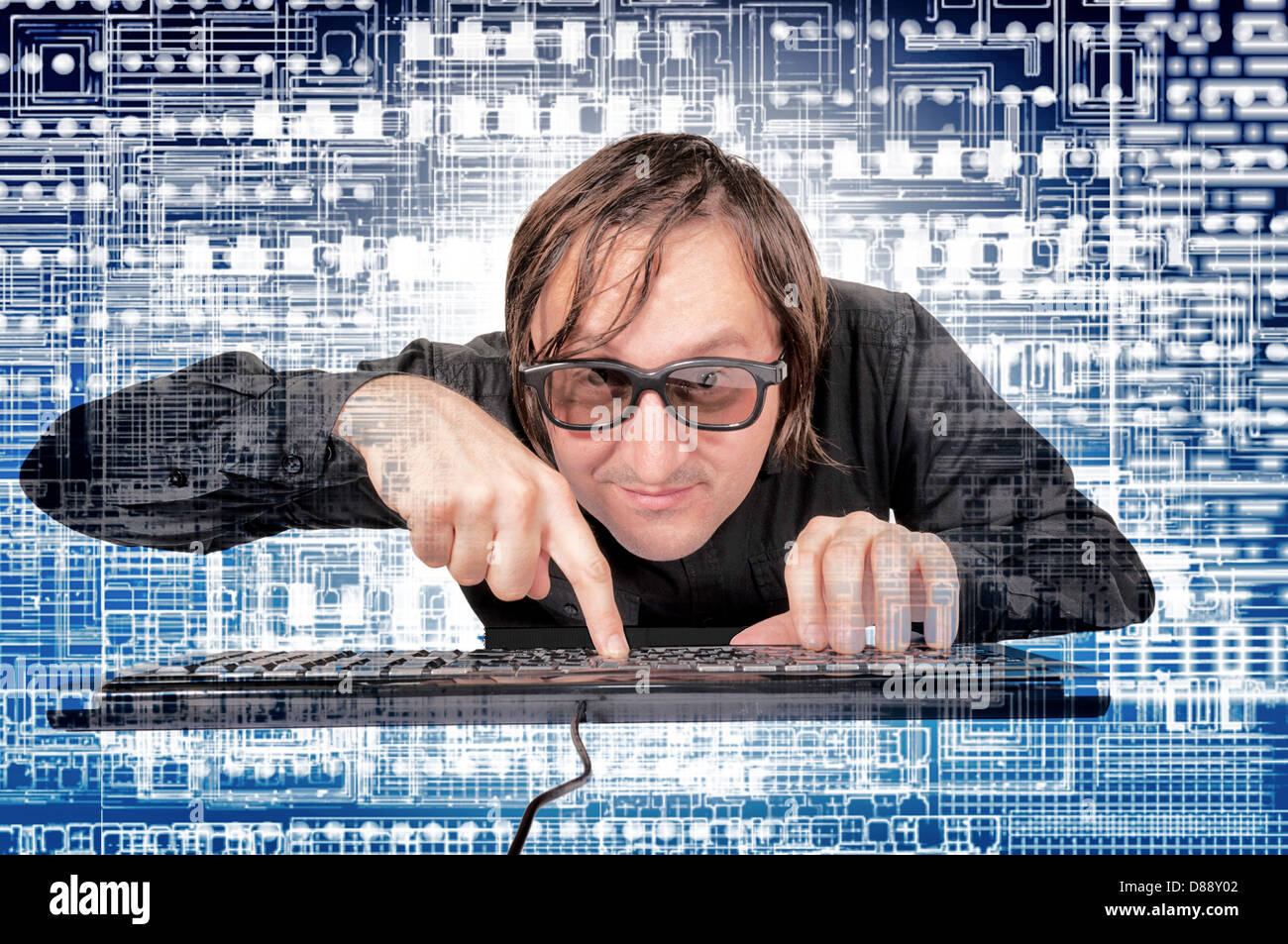 Man in the world of the new technology Stock Photo - Alamy