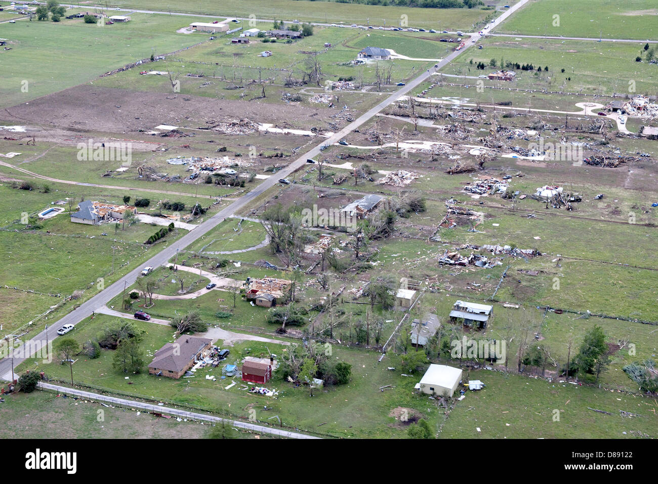 Aerial view of destruction from an EF-5 tornado May 21, 2013 in Moore ...