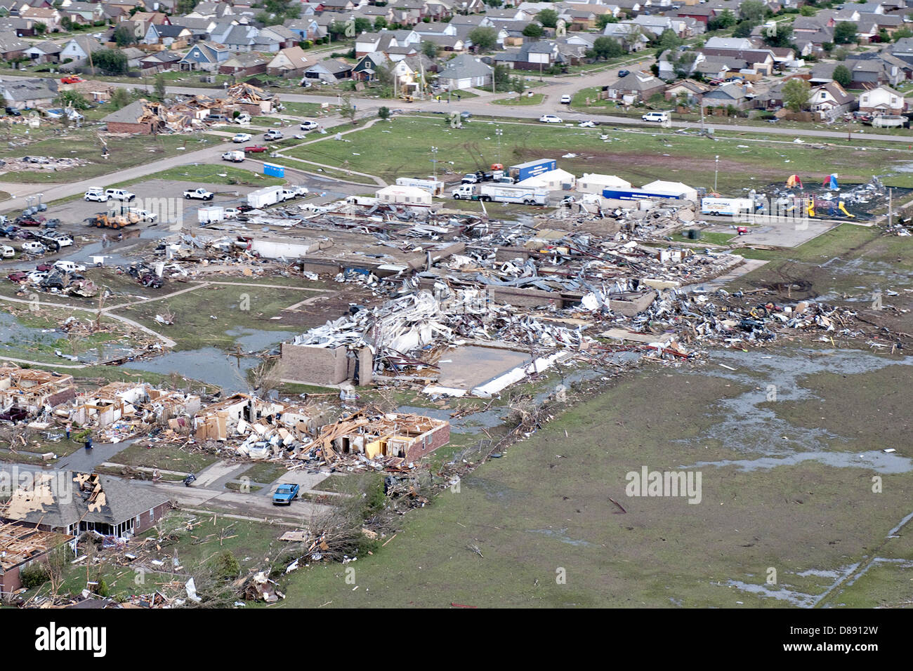 Aerial view of destruction from an EF-5 tornado May 21, 2013 in Moore ...