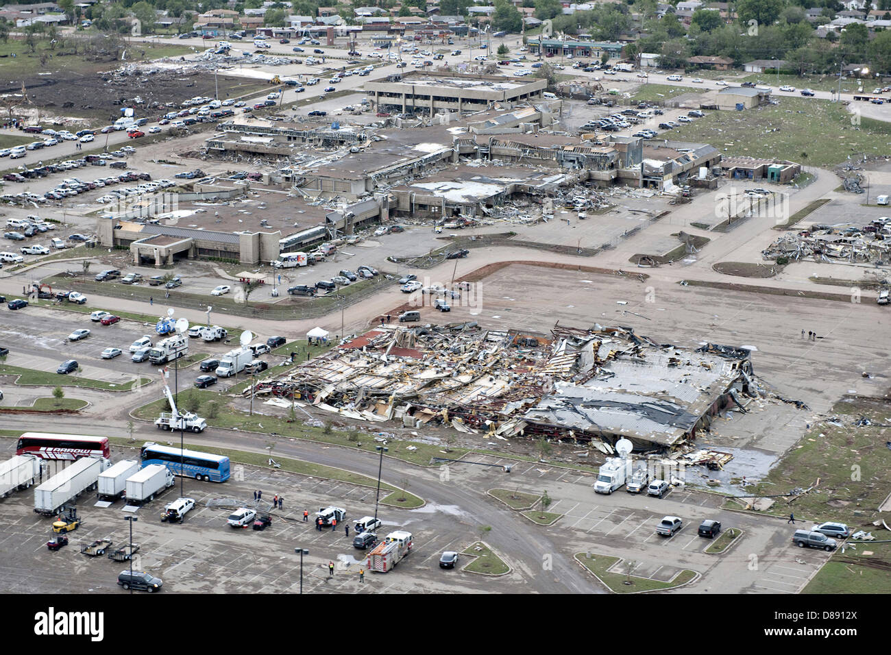Aerial view of destruction from an EF-5 tornado May 21, 2013 in Moore ...