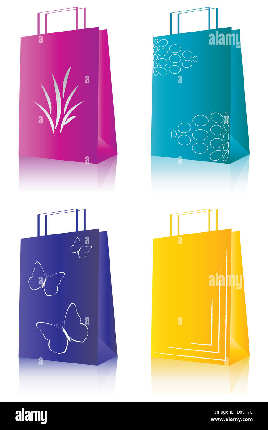 Set of 4 shopping package Stock Photo - Alamy
