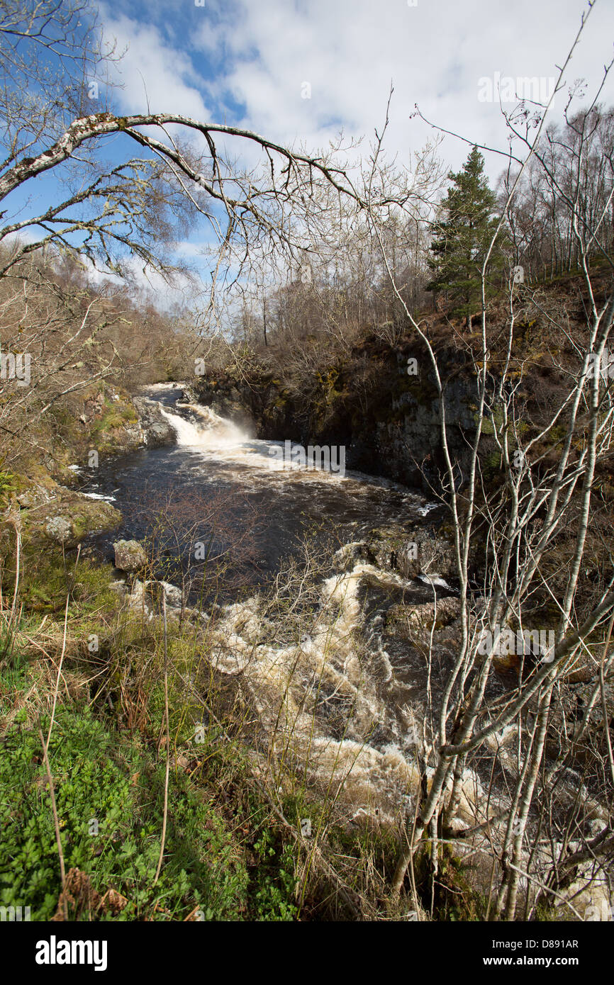 Falls of Shin, Scotland. Picturesque view of the Falls of Shin at the ...