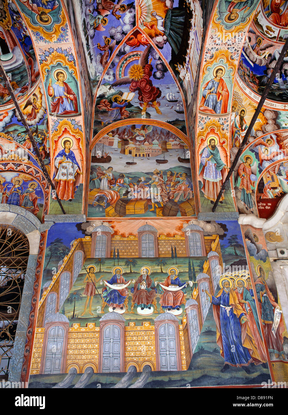 Southwest Bulgaria Rila Monastery Church Interior Frescoes Stock Photo ...