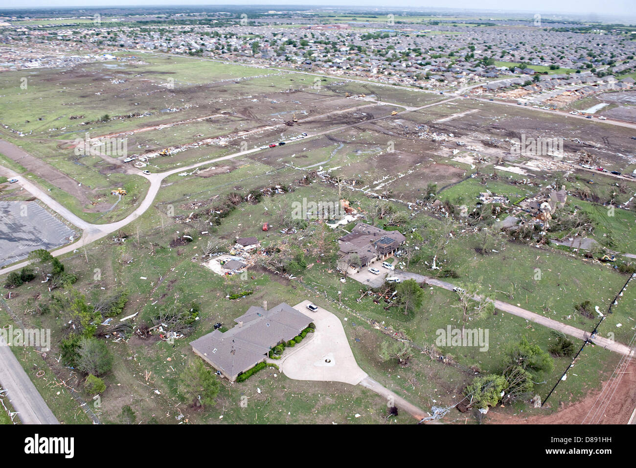 Aerial view of destruction from an EF-5 tornado May 21, 2013 in Moore ...