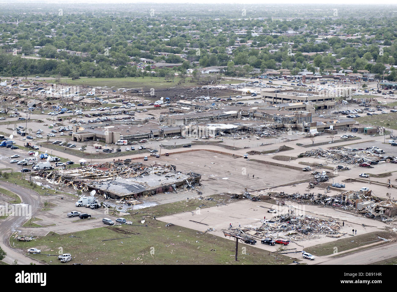 Aerial view of destruction from an EF-5 tornado May 21, 2013 in Moore ...