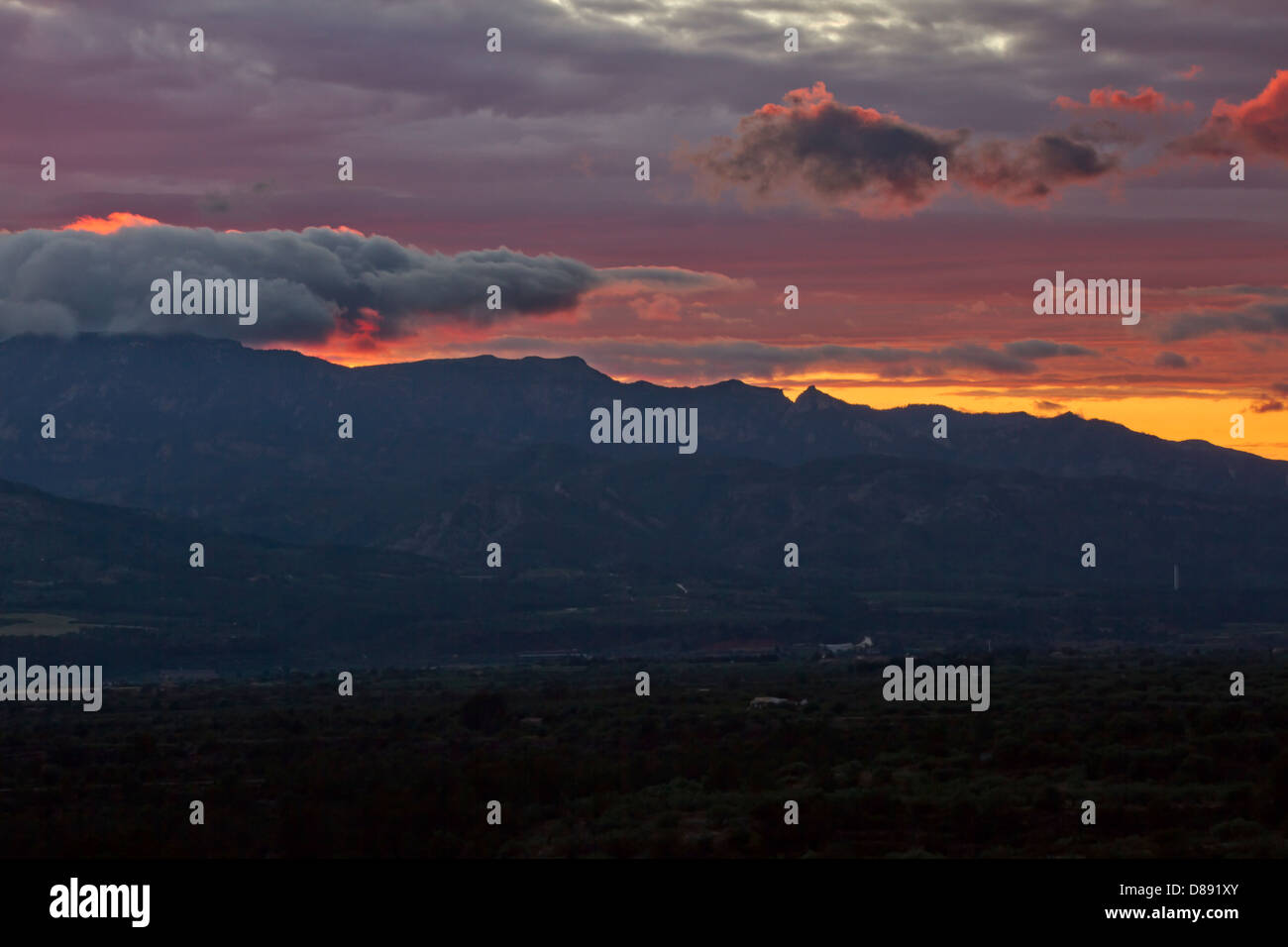 Spanish mountain, sunset Stock Photo - Alamy